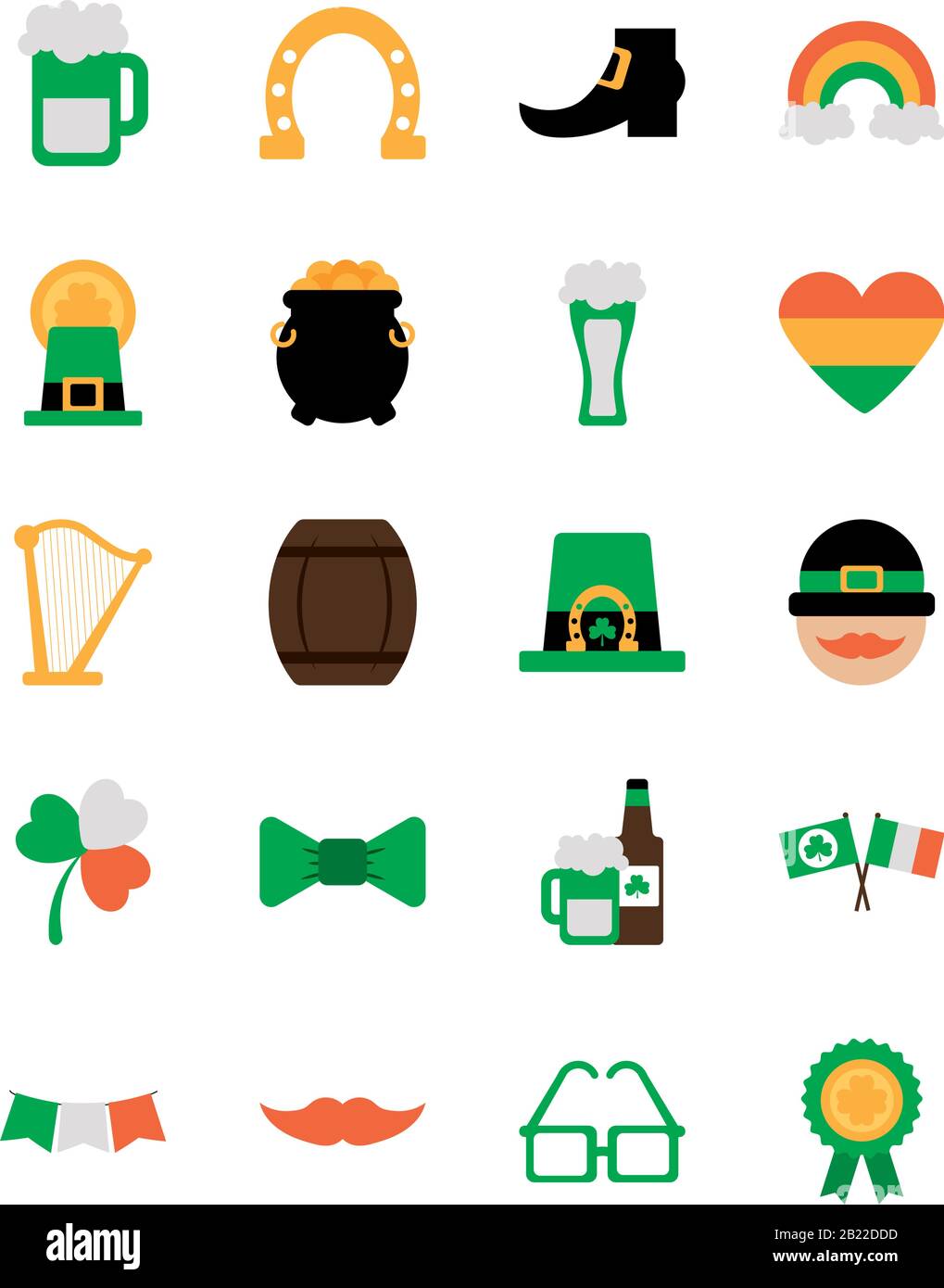set of icons st patrick day, flat style icon vector illustration design ...