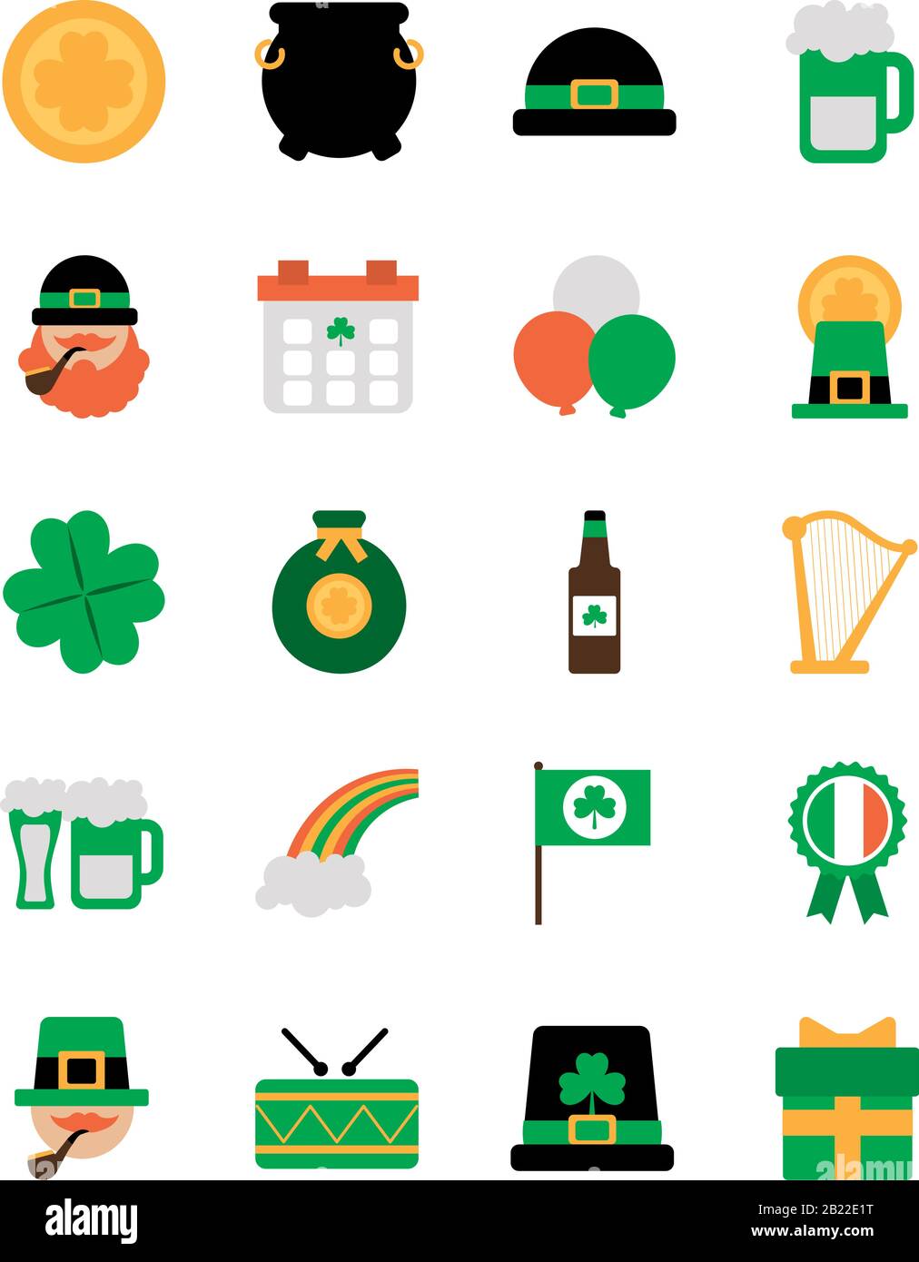 set of icons st patrick day, flat style icon vector illustration design ...