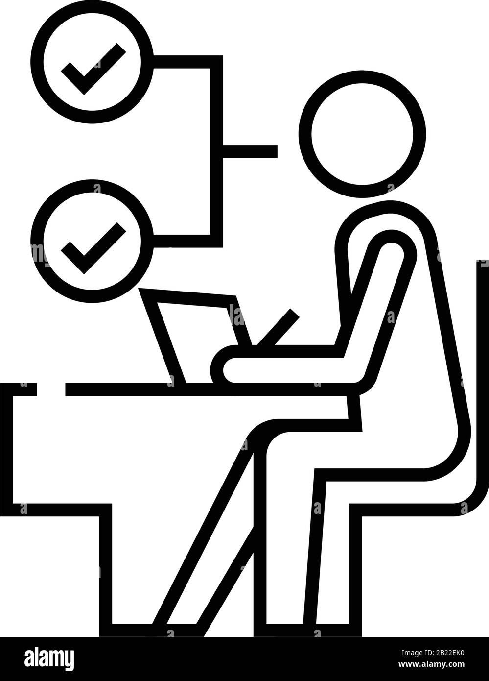 Office working line icon, concept sign, outline vector illustration ...