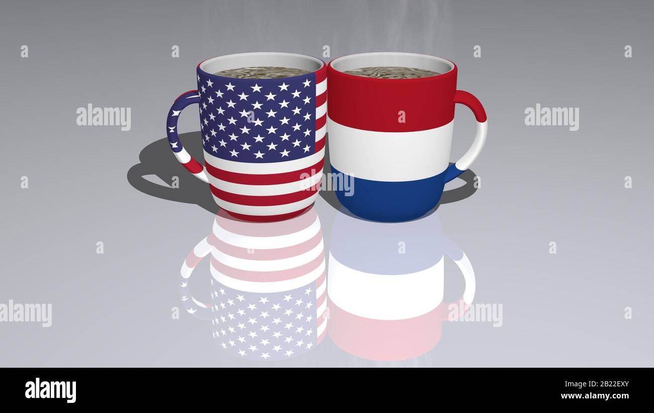 United States Of America And Netherlands relationship shown by national ...