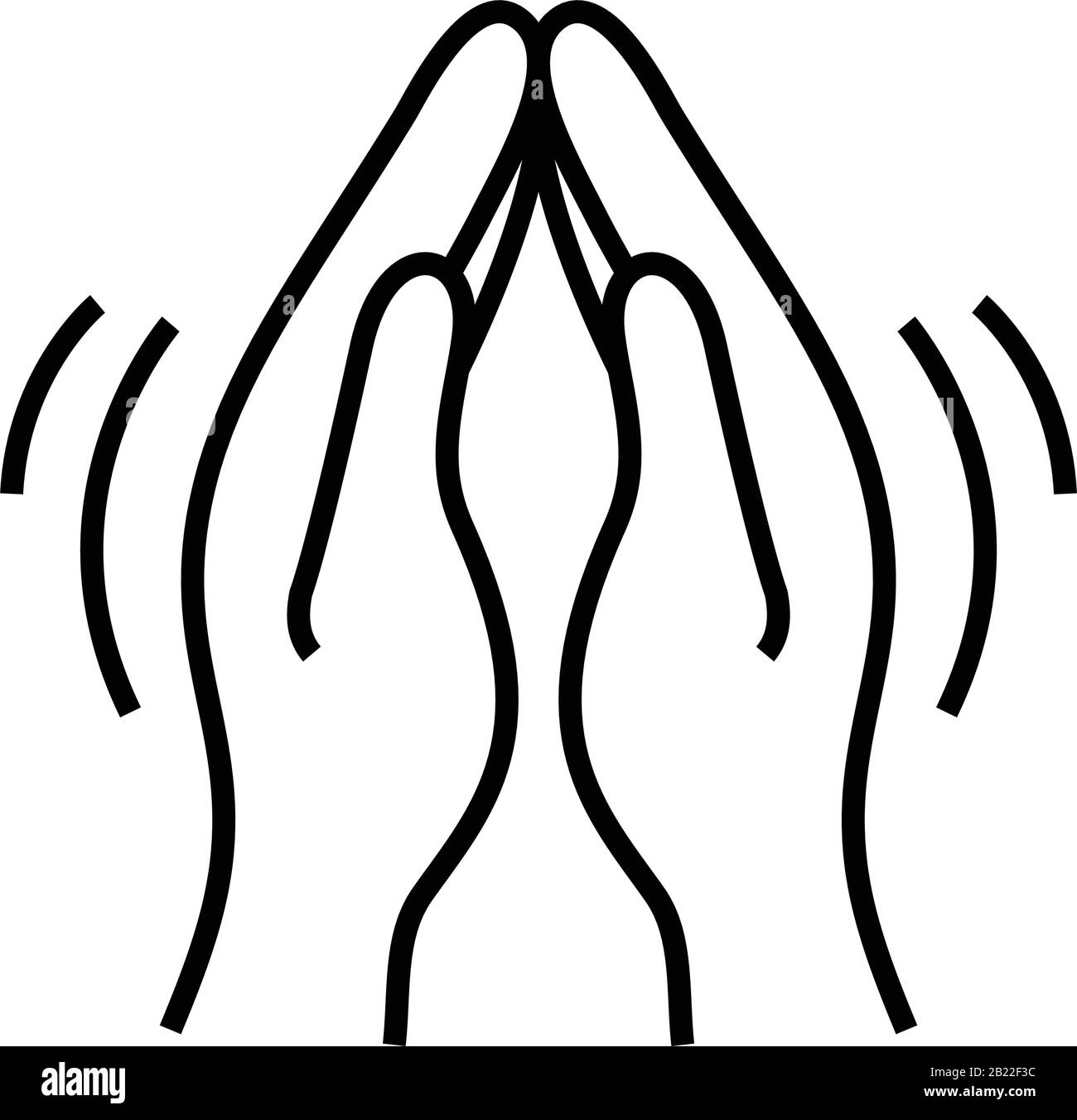 Palms combined together line icon, concept sign, outline vector ...