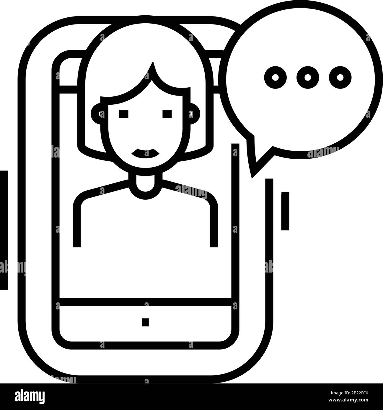 Mobile assistant line icon, concept sign, outline vector illustration ...
