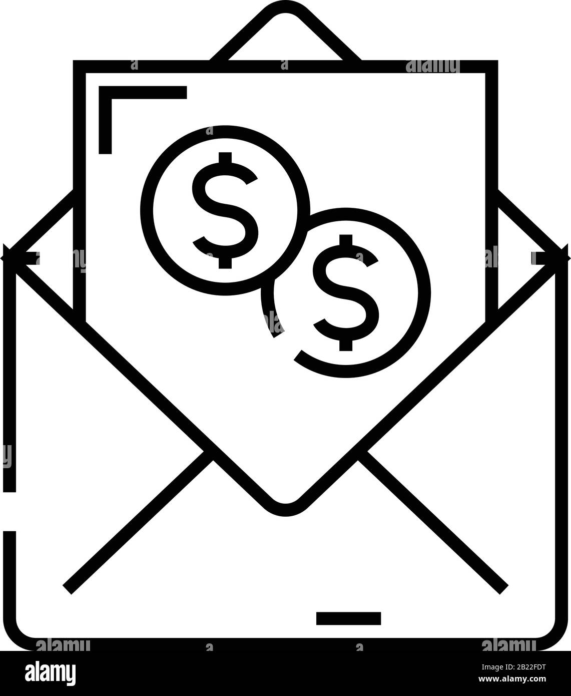 Money receipt line icon, concept sign, outline vector illustration ...