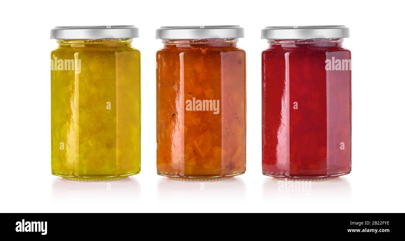 delicious jam in the pot isolated on white with clipping path Stock ...