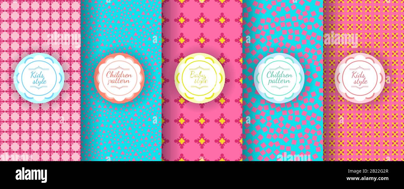 Kids colorful seamless pattern. Cute Baby design Stock Vector Image ...