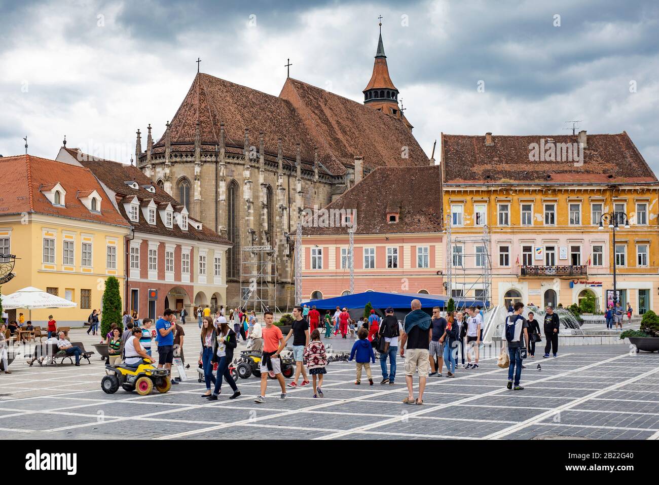 Brasov / Romania - A city vibrant with life. Old town architecture and ...