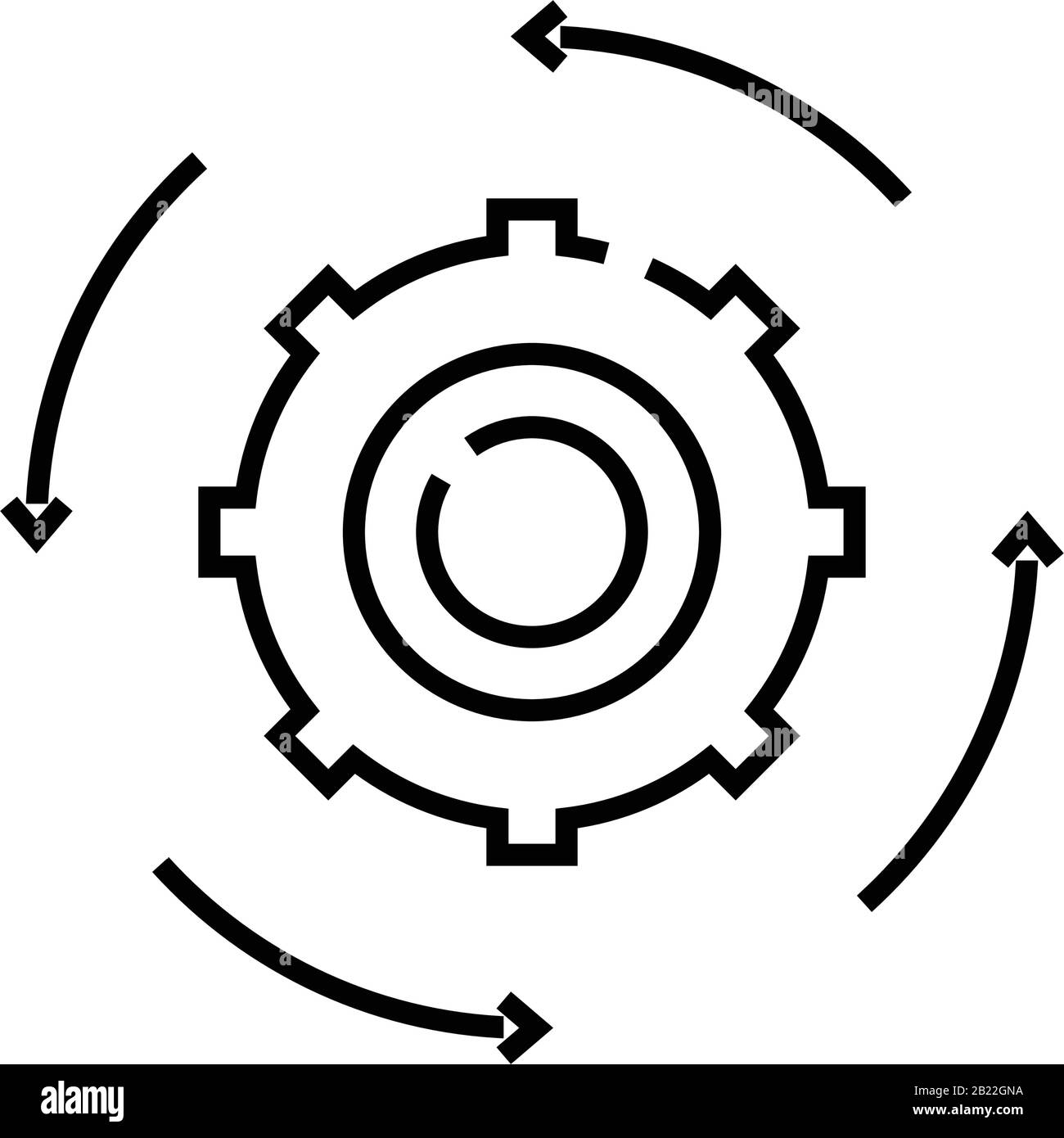 Mechanisation process line icon, concept sign, outline vector ...