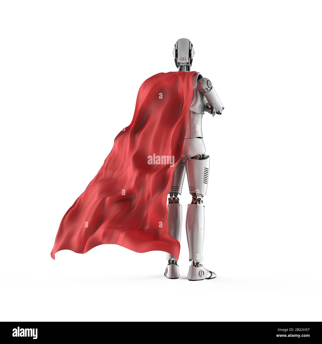3d rendering superhero cyborg or heroine robot with red cloak Stock ...