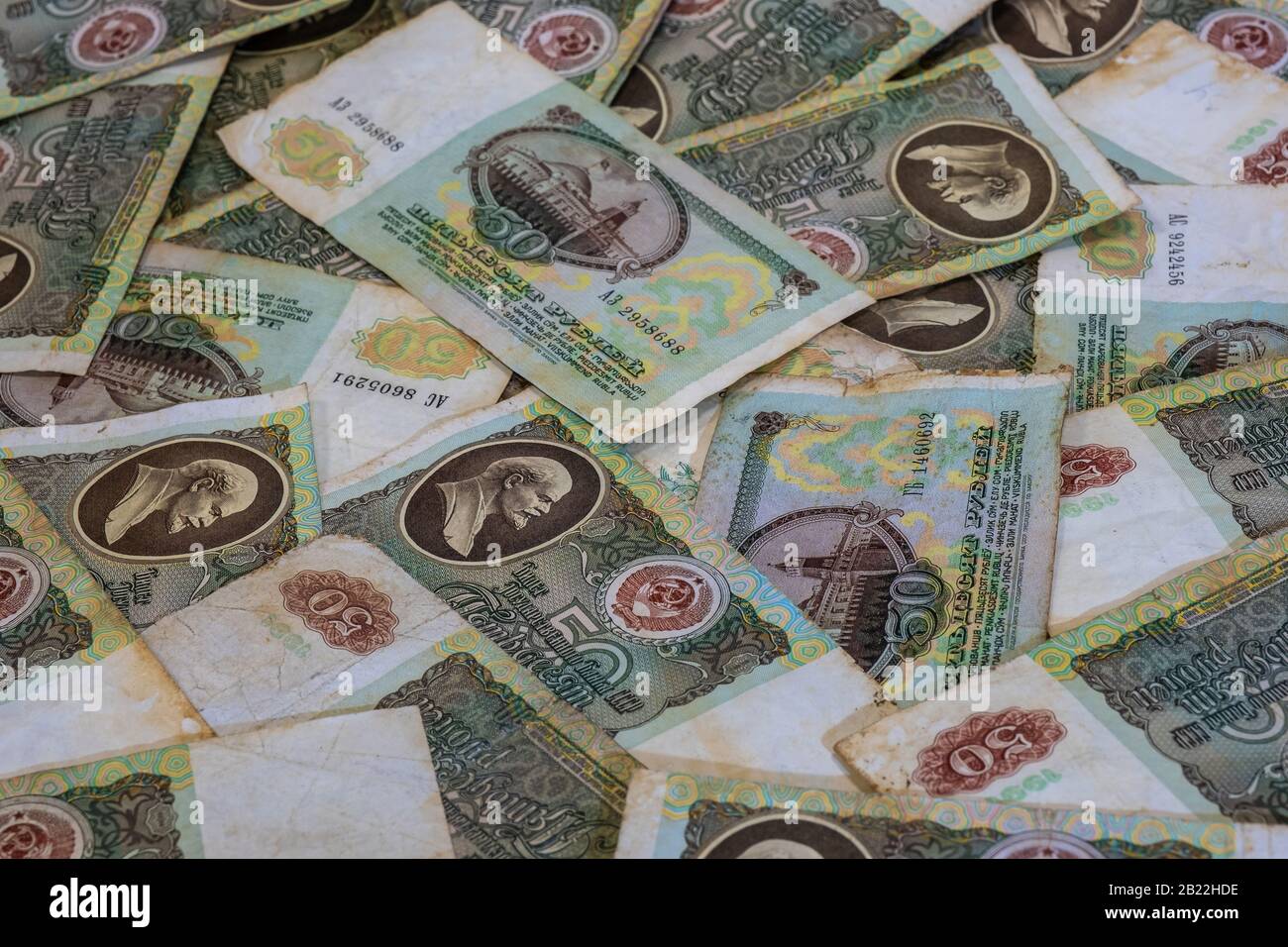 Background of fifty ruble denominations of Soviet money of the 1961 ...