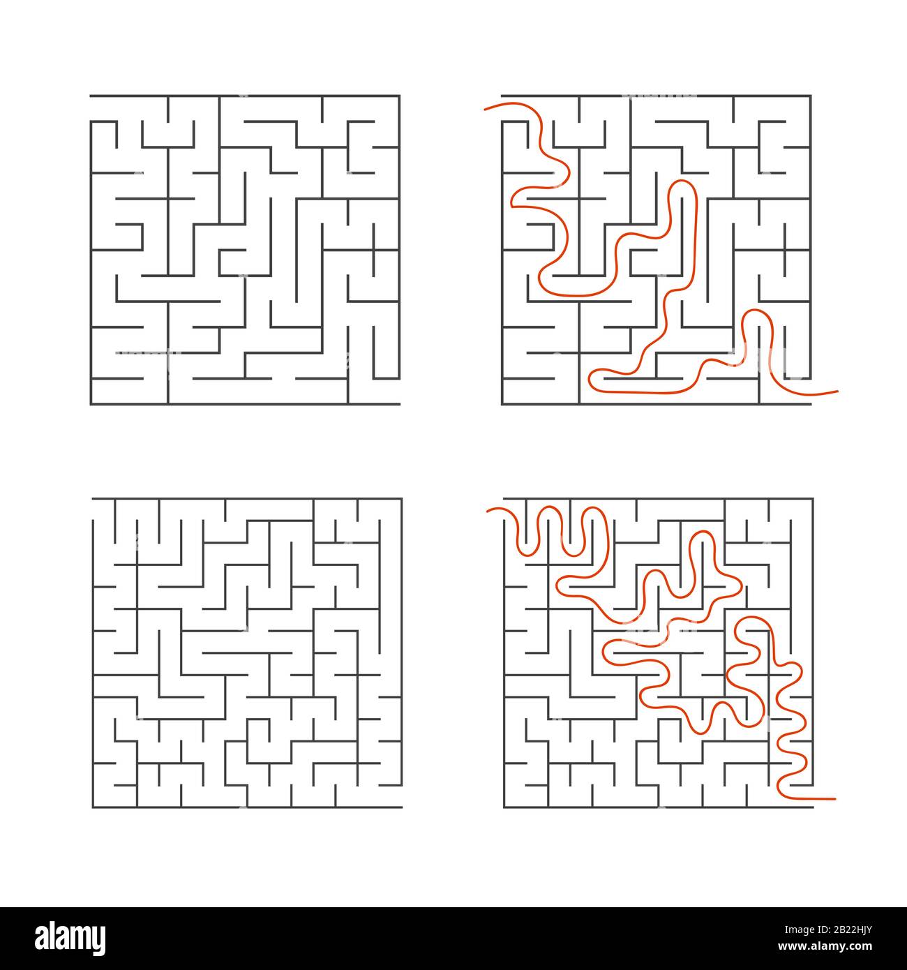A set of square simple labyrinths. An interesting game for children ...
