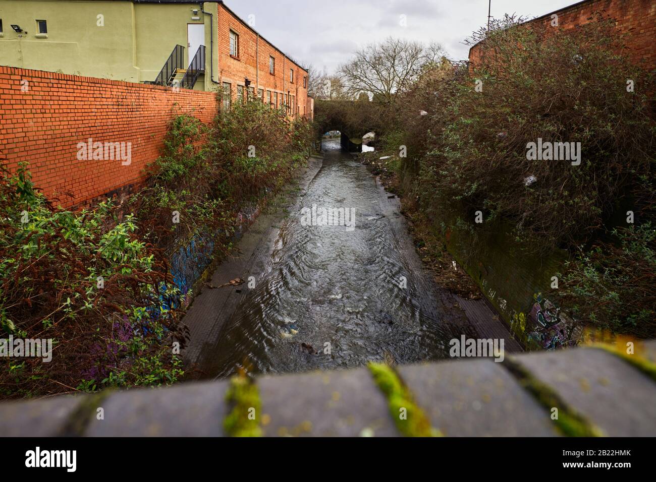 River Rea viewed from Fazeley Street bridge in the Digbeth area of ...