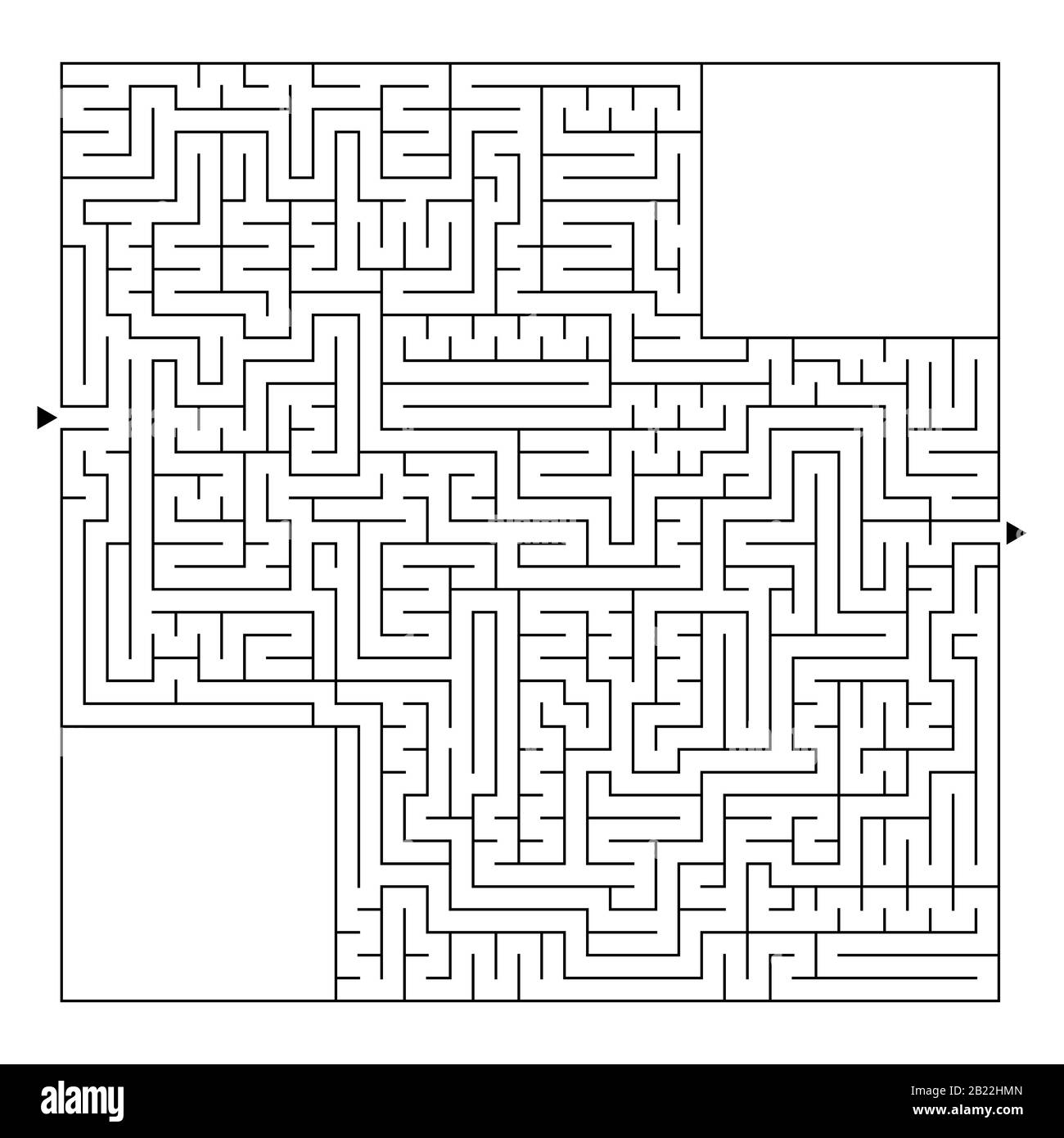 A huge square labyrinth with an entrance and an exit. Simple flat ...
