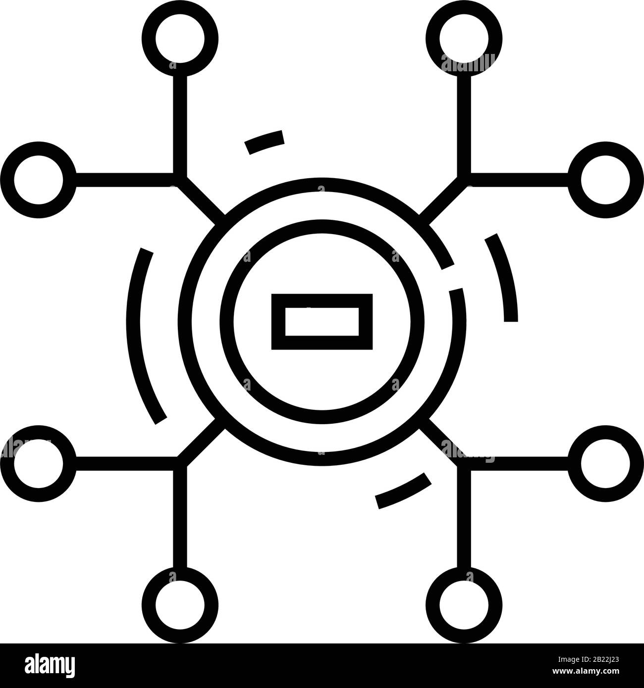 Linking process line icon, concept sign, outline vector illustration ...