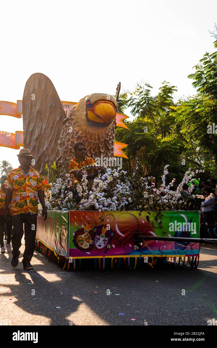 Margao,Goa/India- Feb 23 2020: Floats and characters on display during ...
