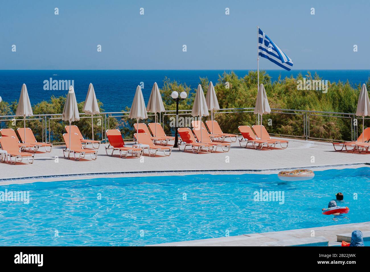 Swimming pool at luxury villa, Crete, Greece Stock Photo - Alamy