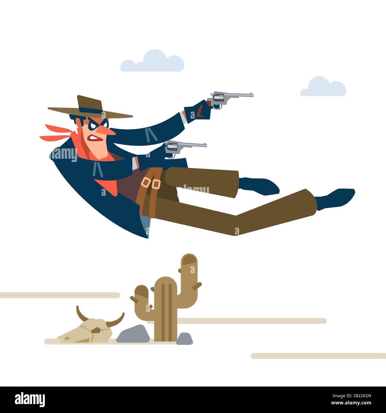 Cowboy. Gunfighter isolated on white background. Vector flat cartoon ...