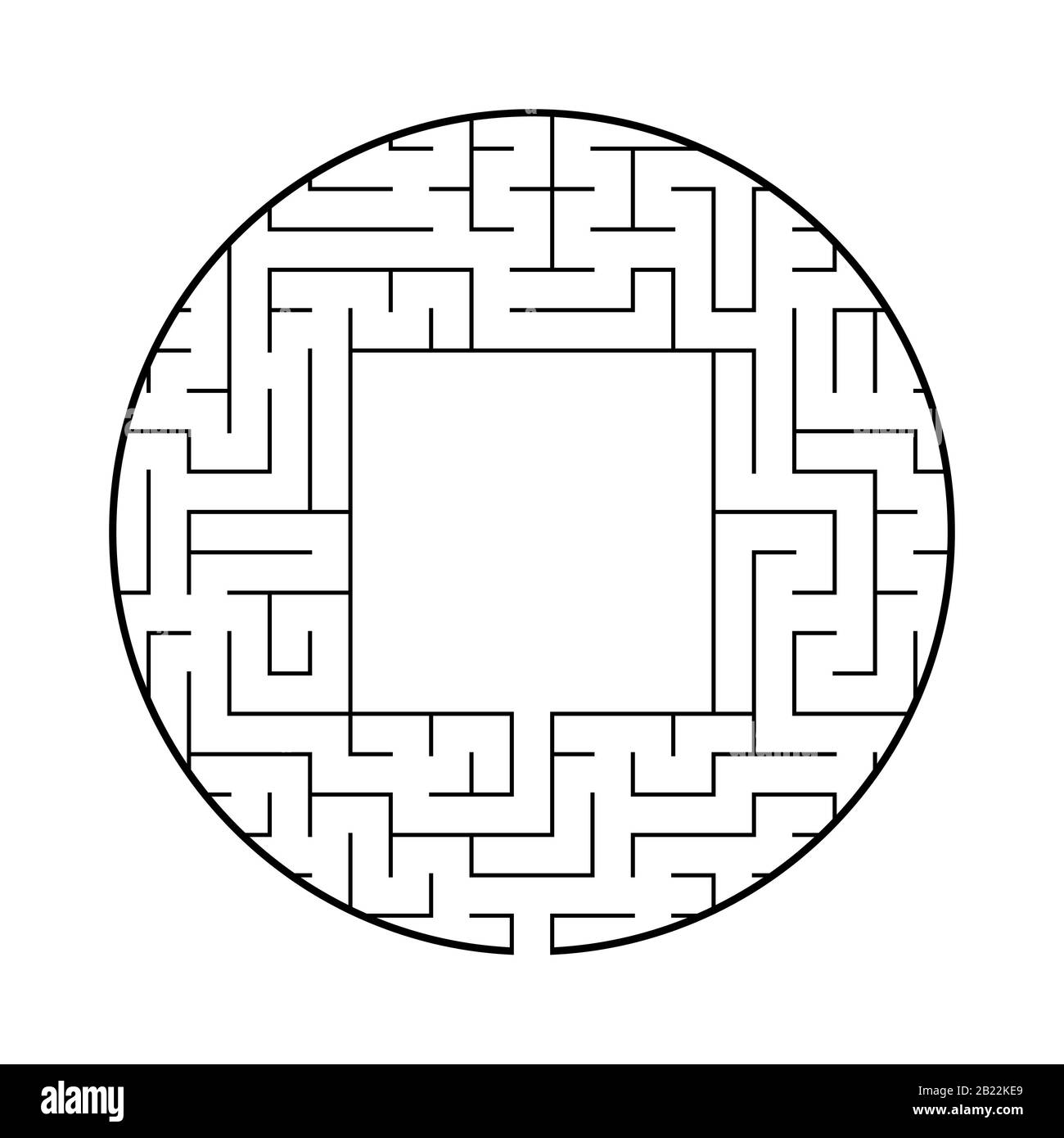 A round labyrinth with an entrance and an exit. Simple flat vector ...