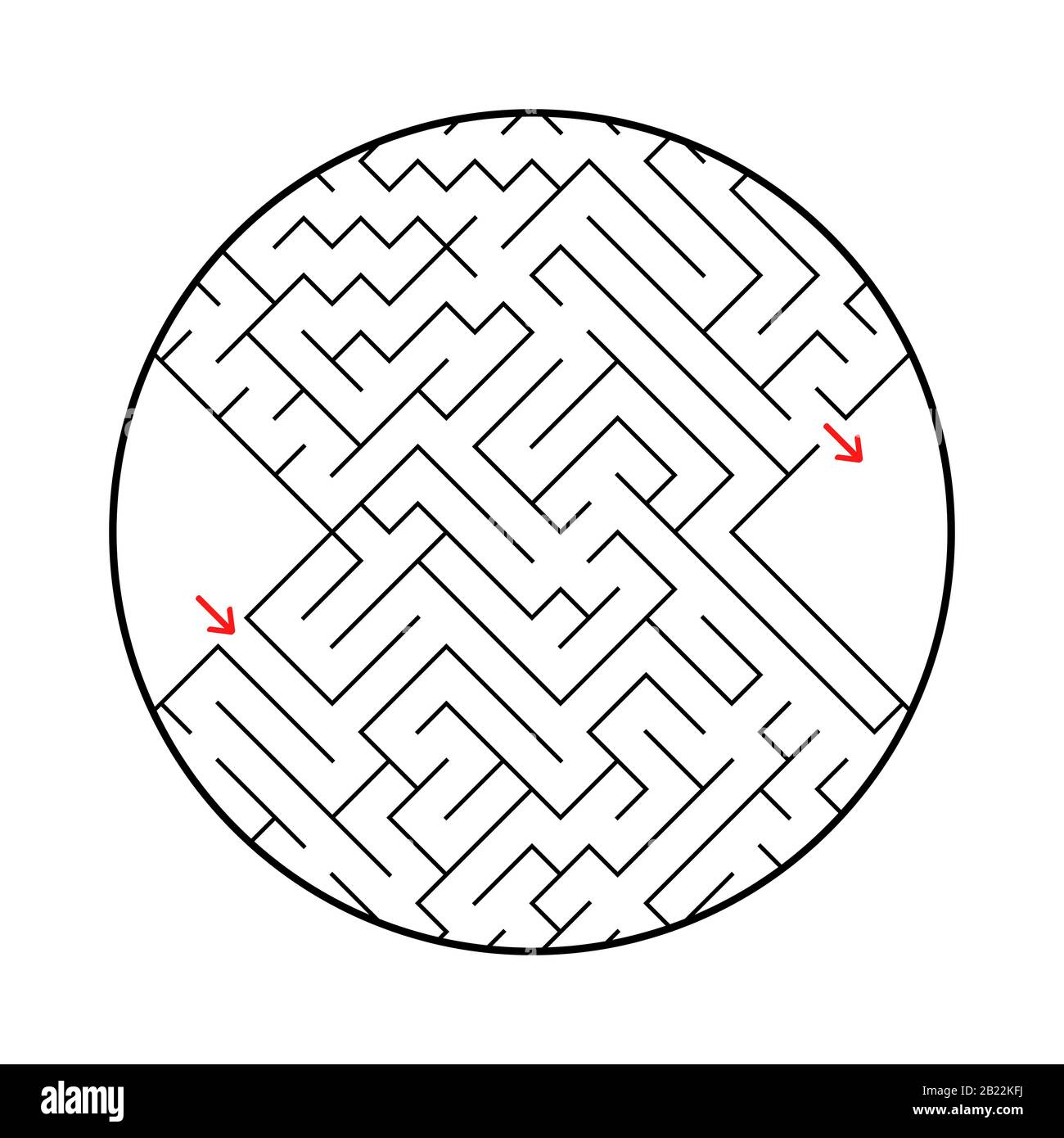 A round labyrinth with an entrance and an exit. Simple flat vector ...