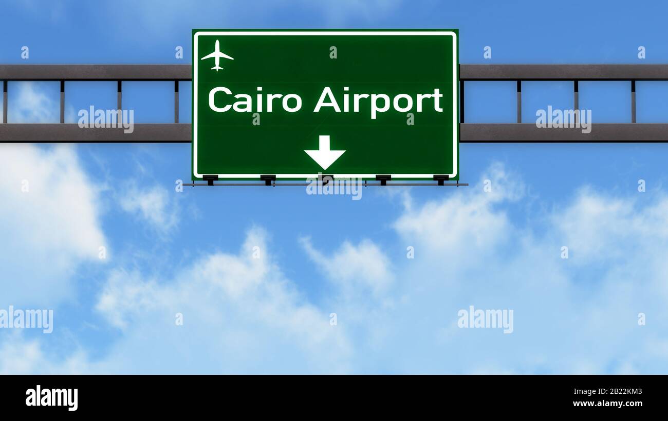 Cairo Egypt Airport Highway Road Sign 3D Illustration Stock Photo - Alamy