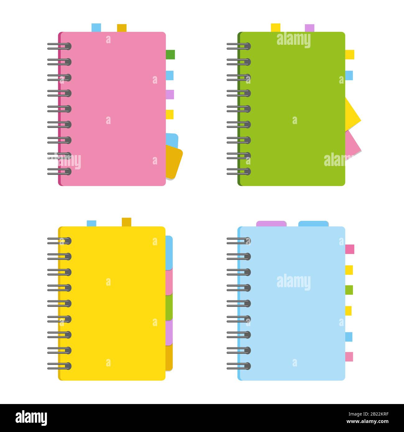 Closed notebook, personal diary on a spiral with bookmarks and paper ...