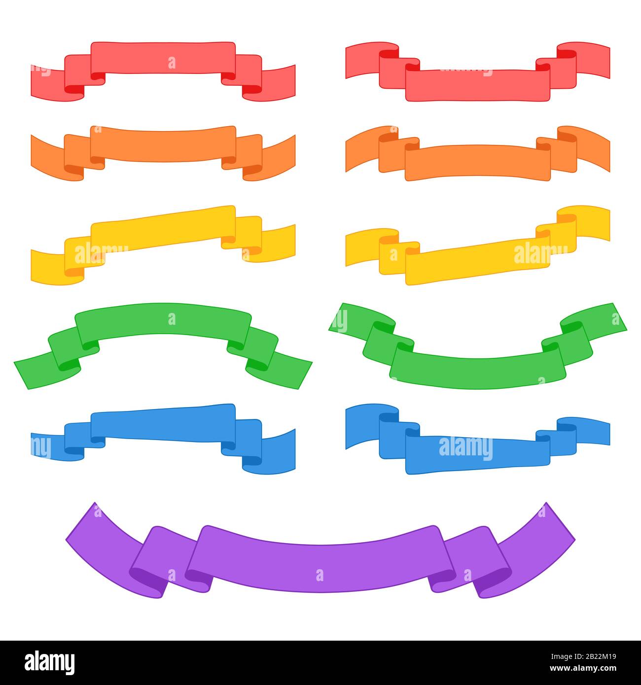 Set of colored ribbon banners. With space for text. Simple flat vector ...