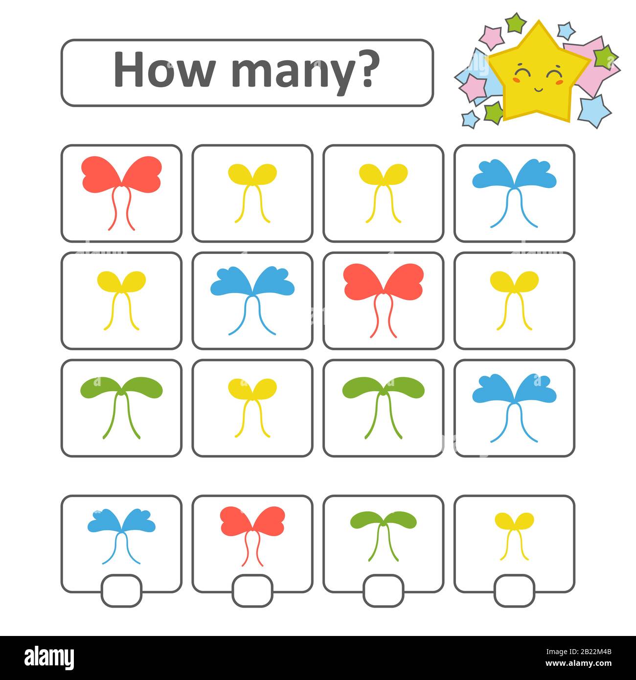 Counting game for preschool children. Count how many bows in the ...