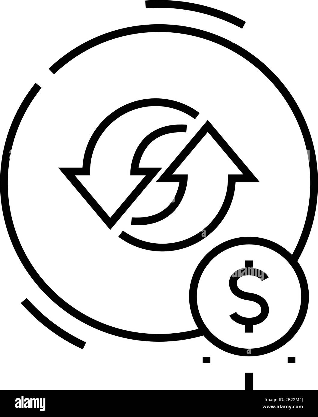 Money transfer line icon, concept sign, outline vector illustration ...