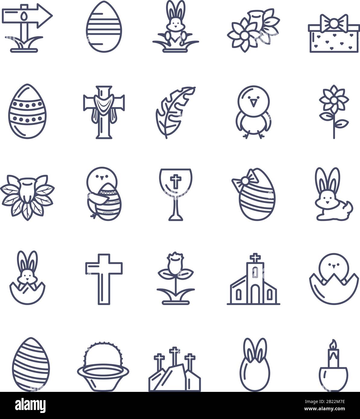 catholic and easter icon set over white background, line style icon ...