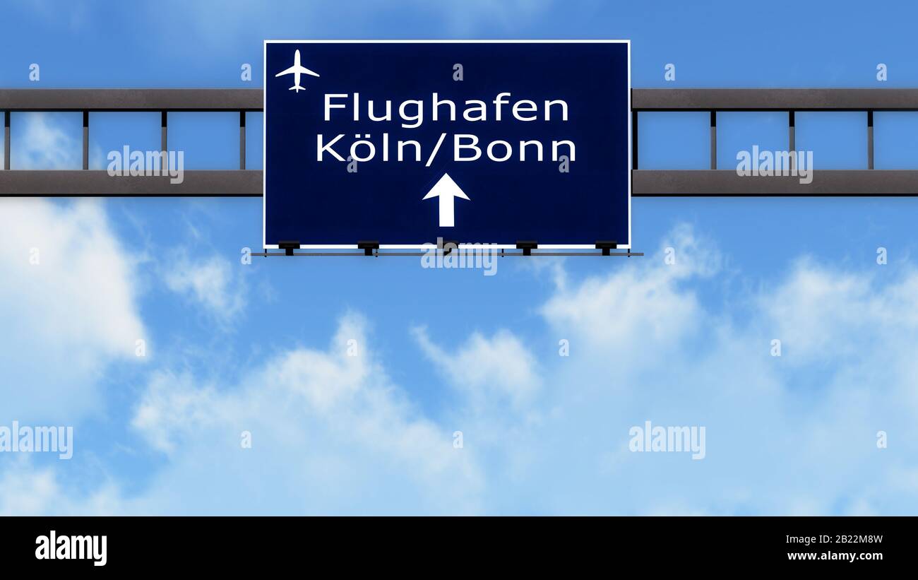 Koln Bonn Germany Airport Highway Road Sign 3D Illustration Stock Photo ...