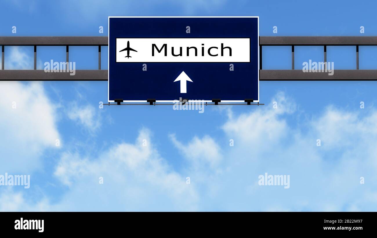 Munich Germany Airport Highway Road Sign 3D Illustration Stock Photo ...