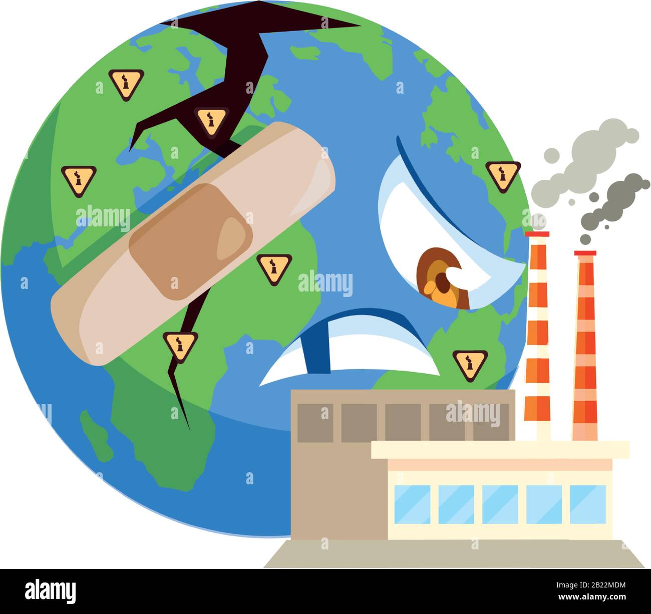 planet earth sick for pollution over white background vector ...