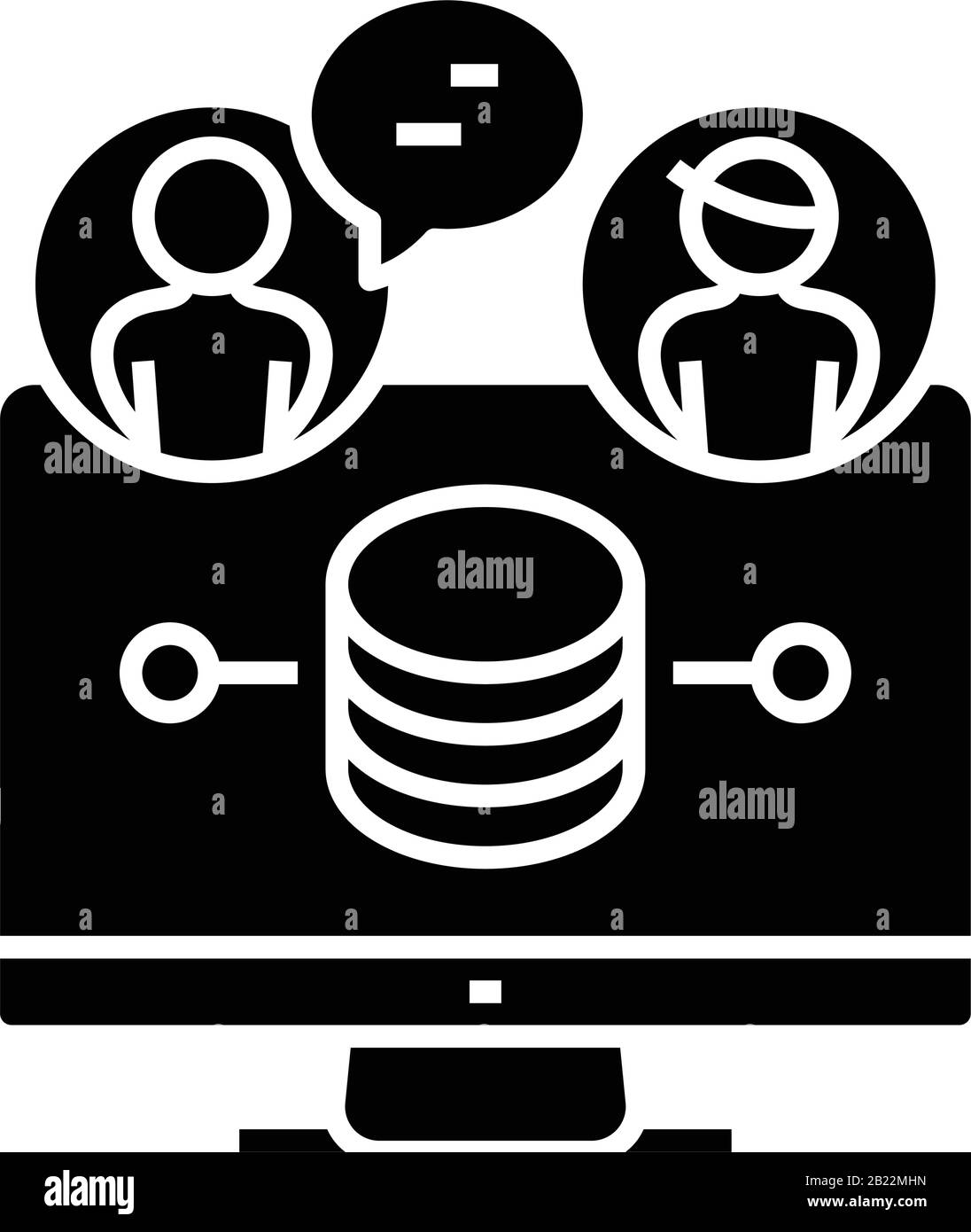 Employees discussion black icon, concept illustration, vector flat ...