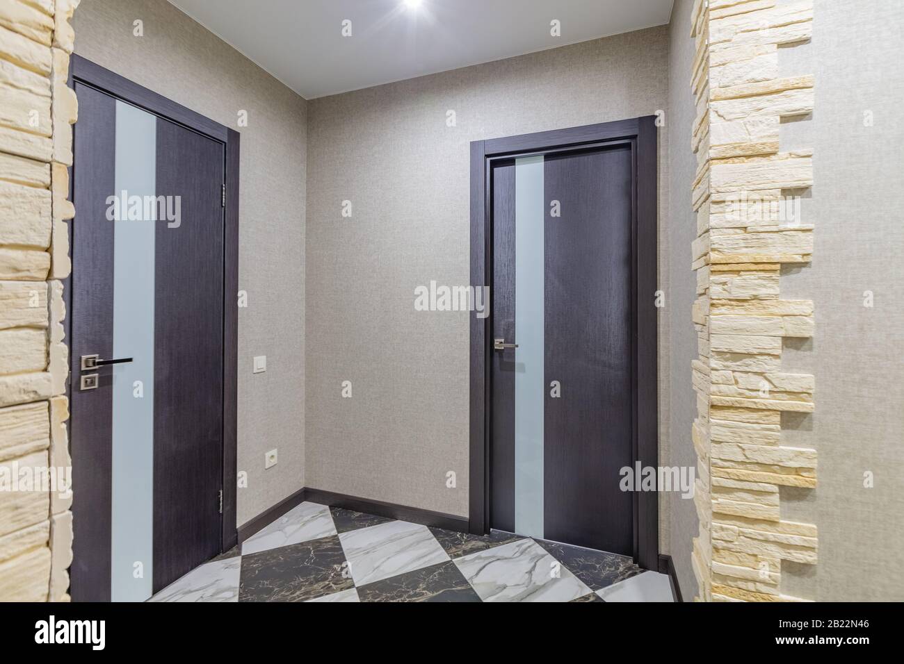 Residential building apartment two neirbour doors entrance with door ...