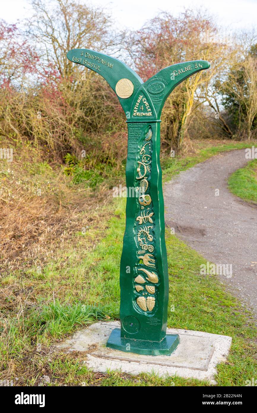 National Cycle Network waymark distance direction marker sign between ...