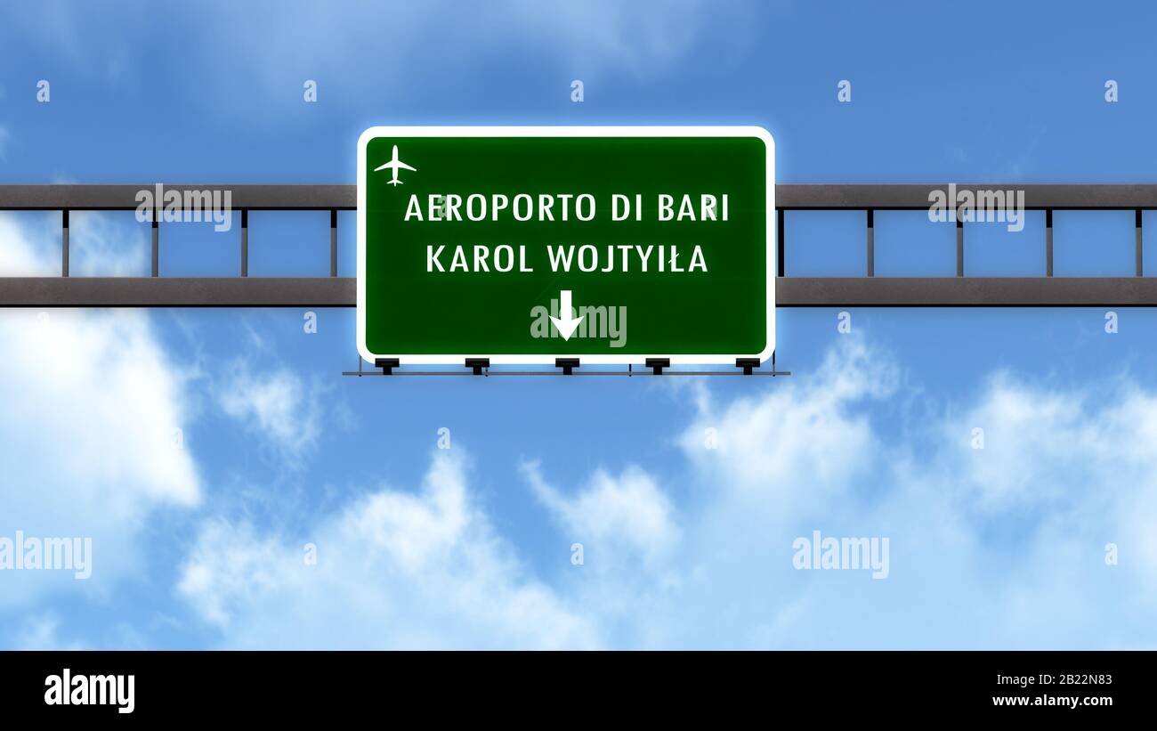 Bari Italy Airport Highway Road Sign 3D Illustration Stock Photo - Alamy