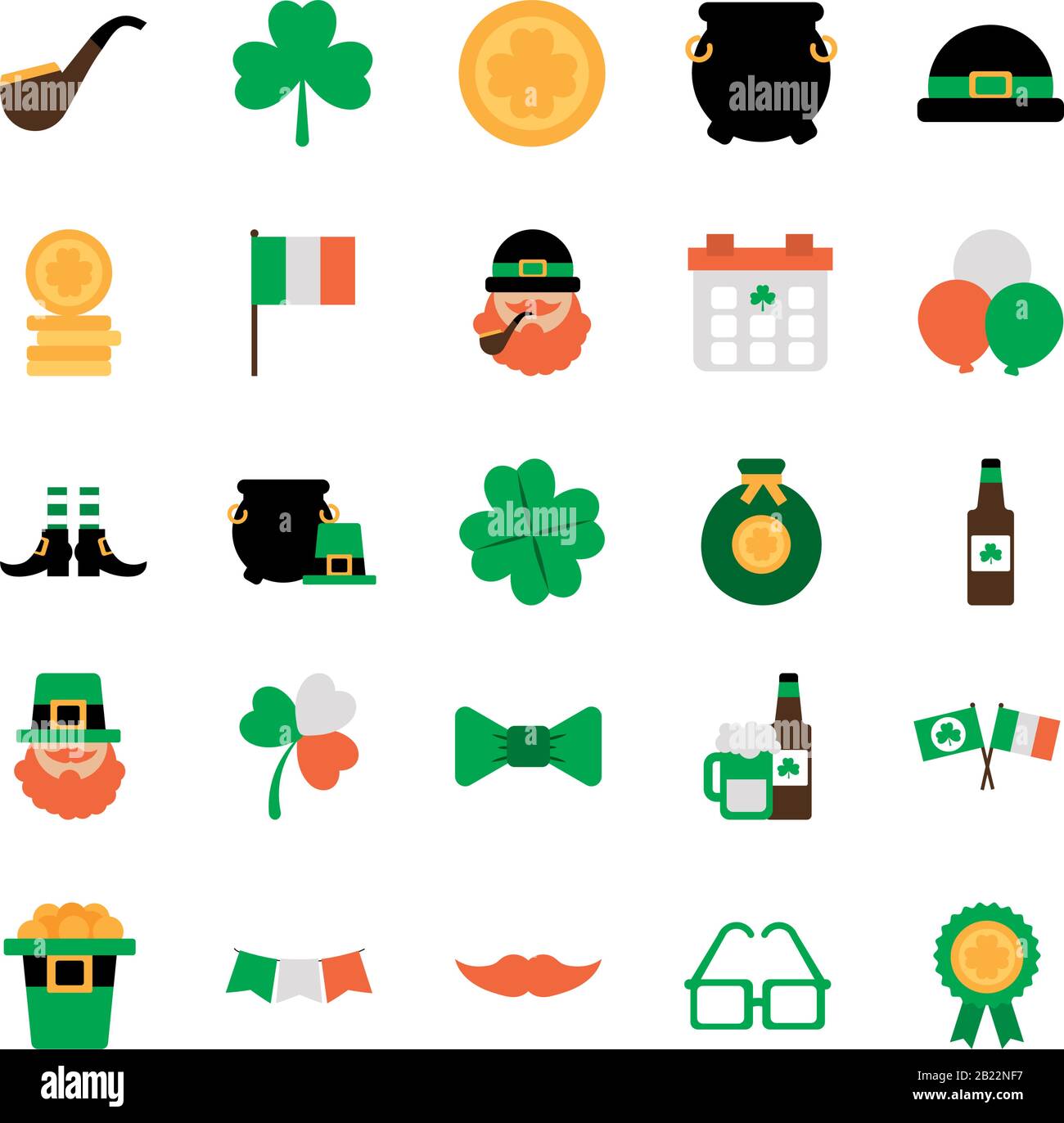 set of icons st patrick day, flat style icon vector illustration design ...