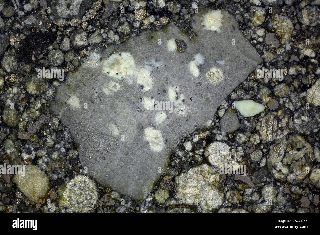 Meteorite inclusions in a slice of Aba Panu fall Stock Photo - Alamy