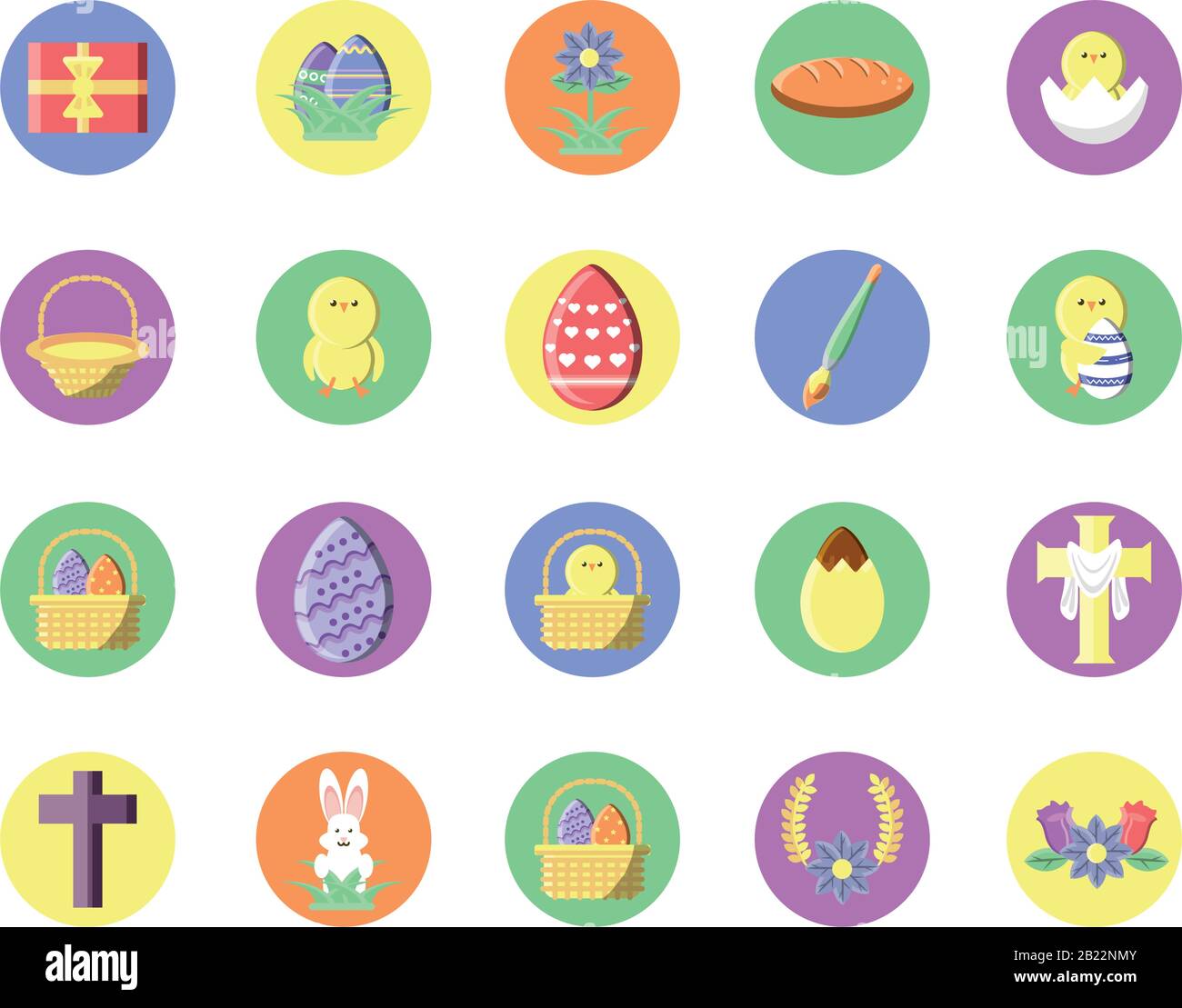 catholic and easter icon set over white background, block style icon ...