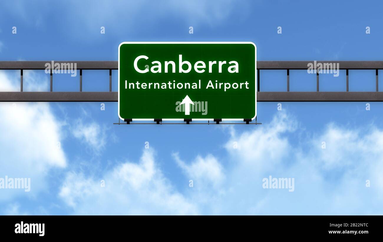Canberra Australia Airport Highway Road Sign 3D Illustration Stock ...