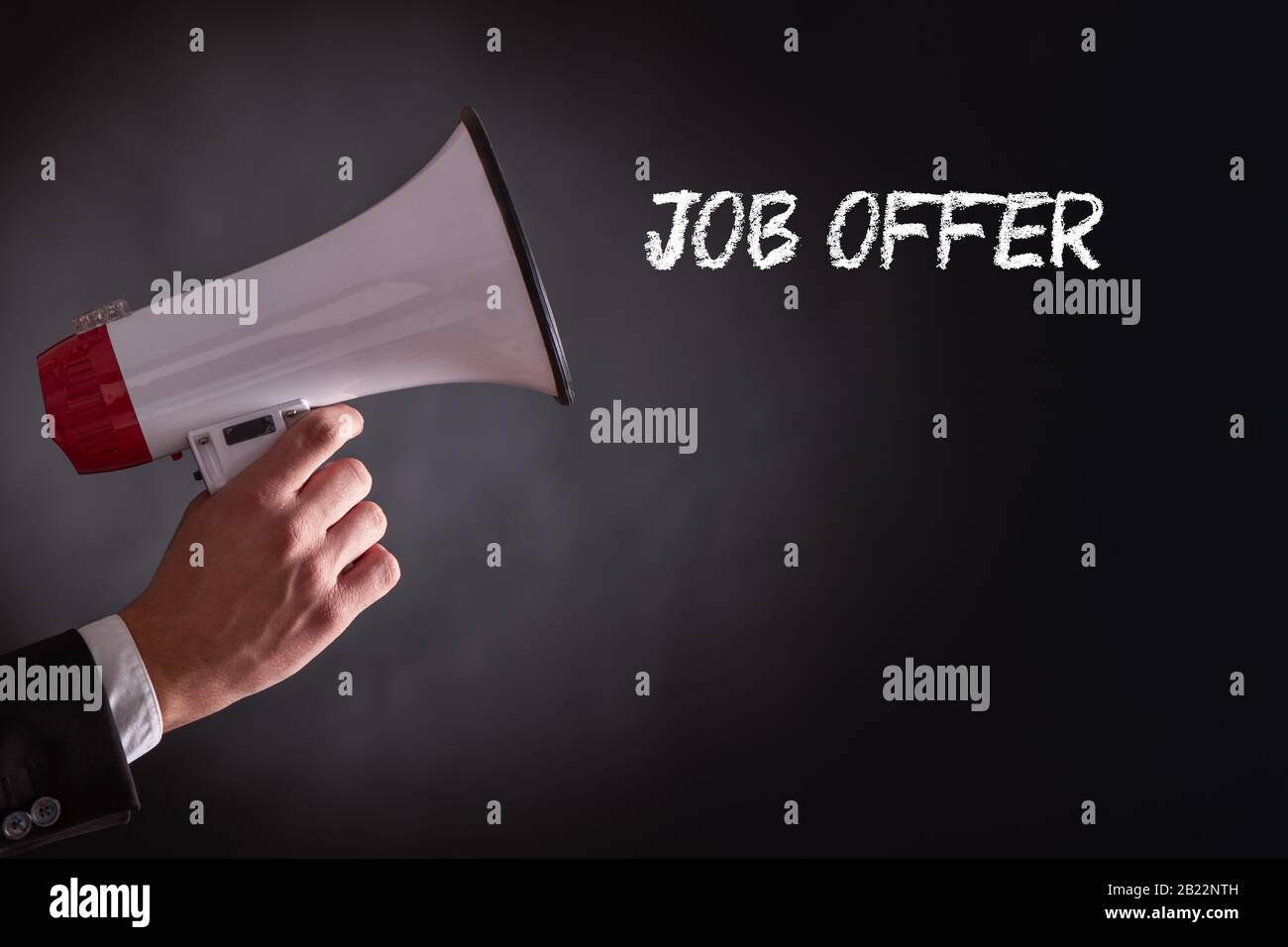 Job Offers - A male hand with megaphone and text - recruitment and ...