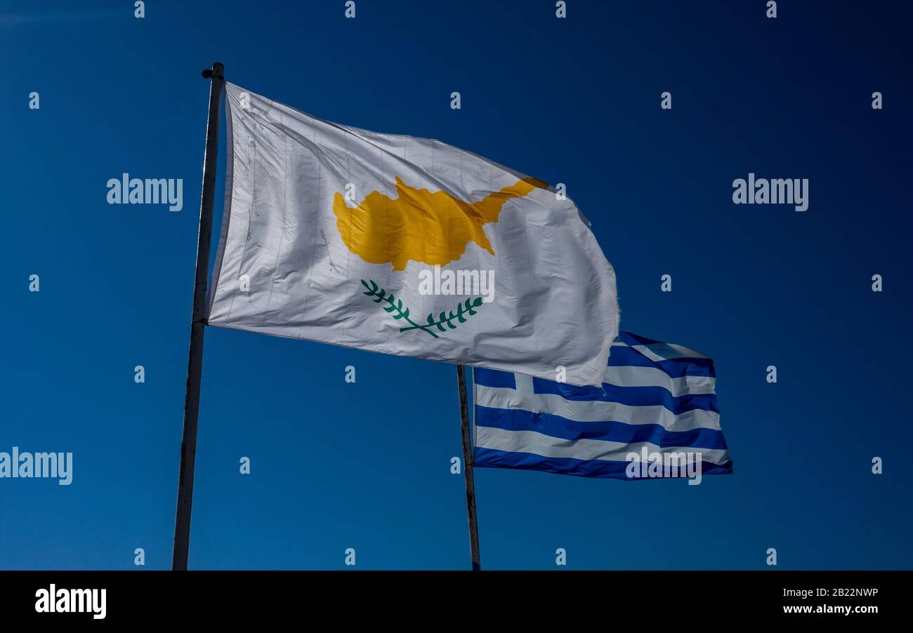 Blue sky background with cyprus flag hi-res stock photography and ...
