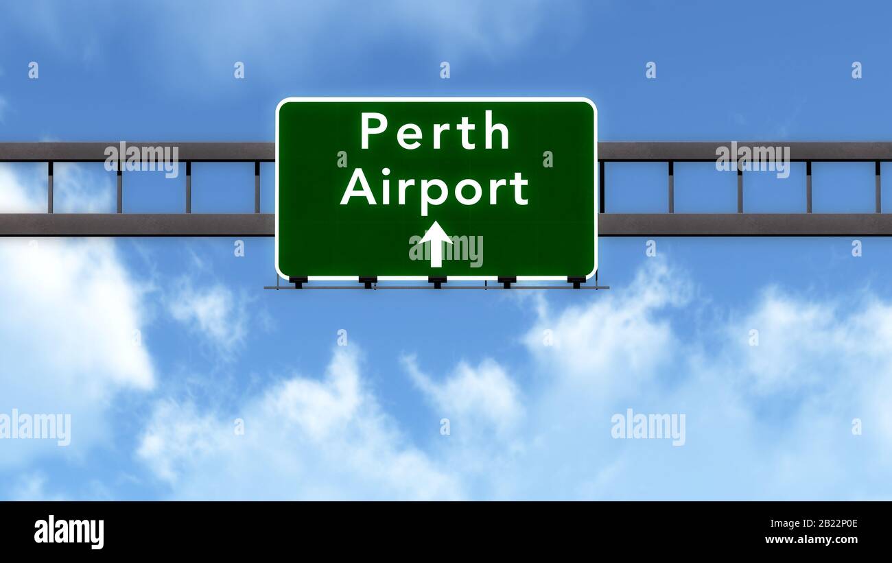 Perth Australia Airport Highway Road Sign 3D Illustration Stock Photo ...