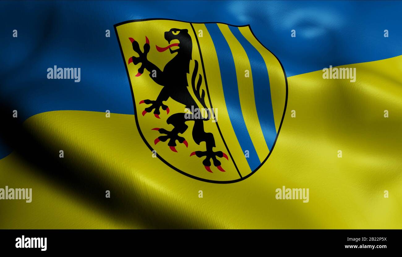 3D Illustration of a waving city flag of Leipzig (Germany country Stock ...