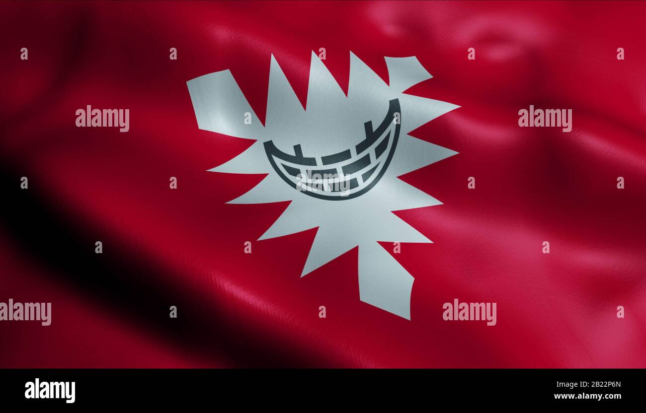 3D Illustration of a waving city flag of Kiel (Germany country Stock ...