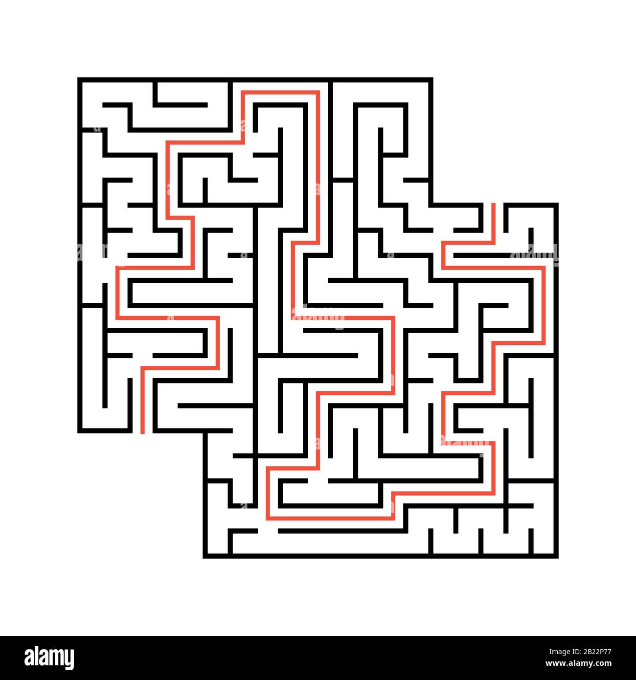 Abstract square maze with entrance and exit. Simple flat vector ...