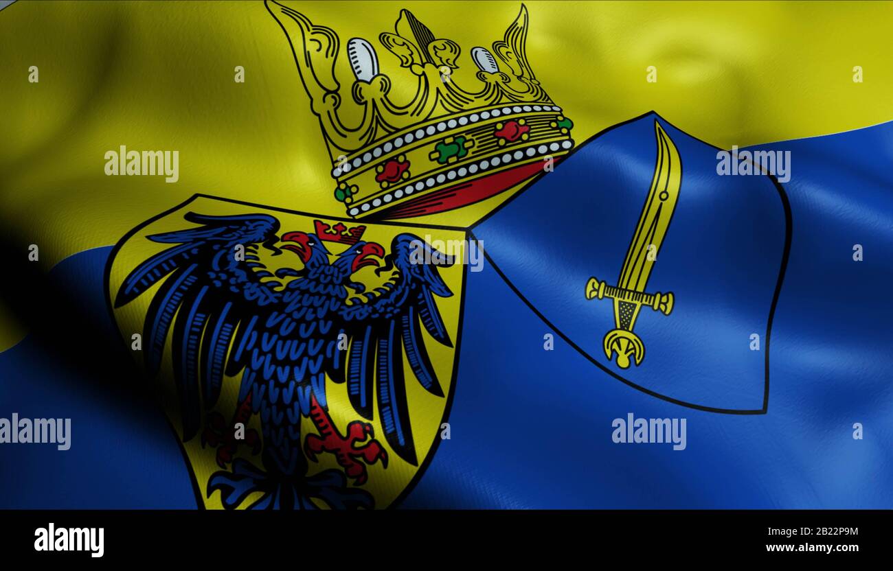 3D Illustration of a waving city flag of Essen (Germany country Stock ...