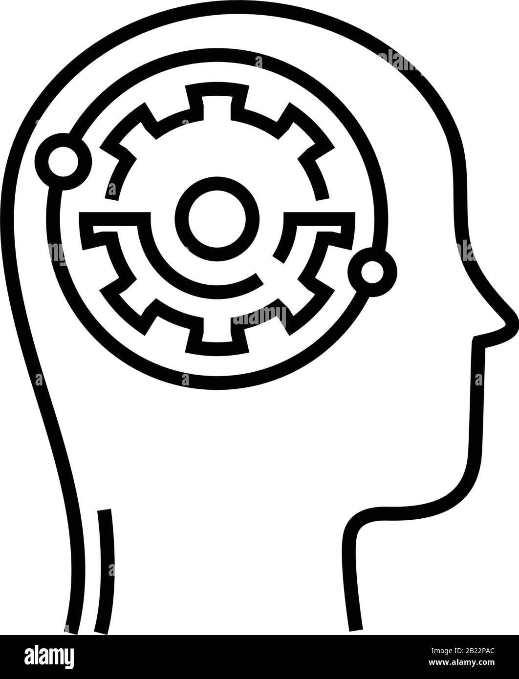 Mental process line icon, concept sign, outline vector illustration ...