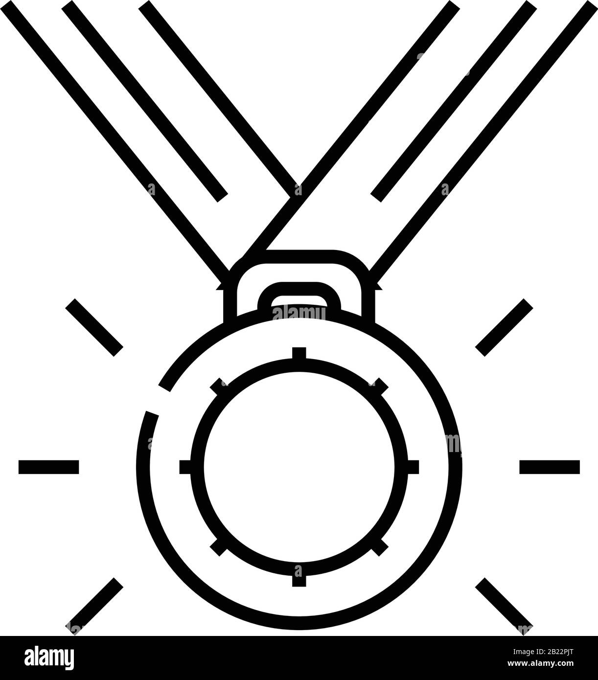 Medal line icon, concept sign, outline vector illustration, linear ...