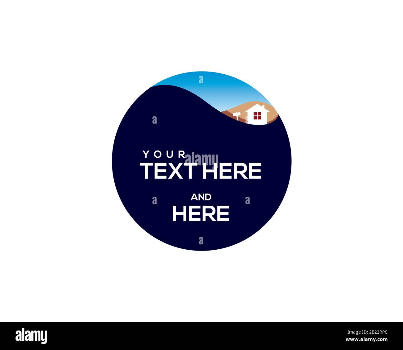 round spherical emblem logo of homes and land with illustration of land ...