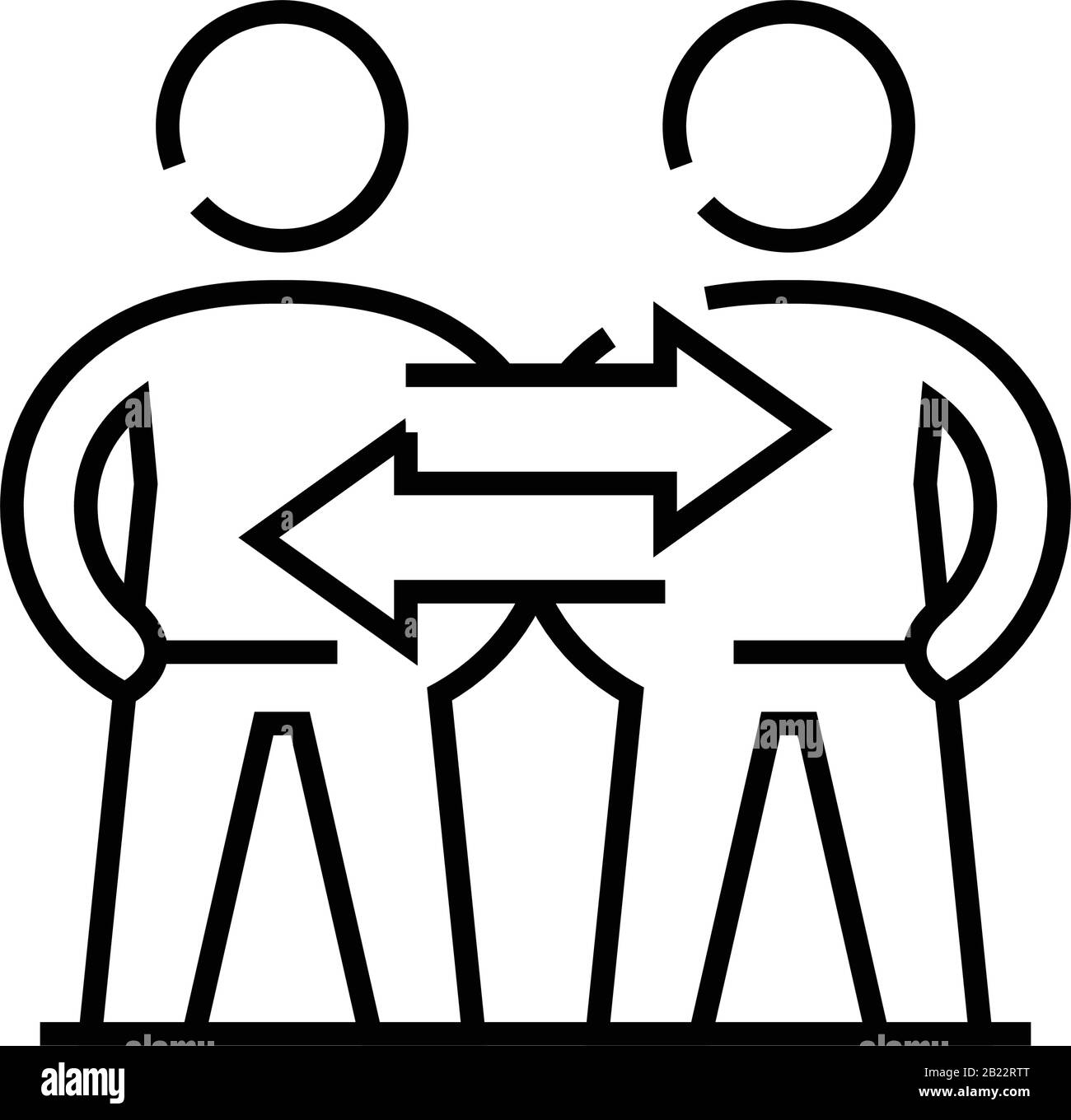 Interaction line icon, concept sign, outline vector illustration ...